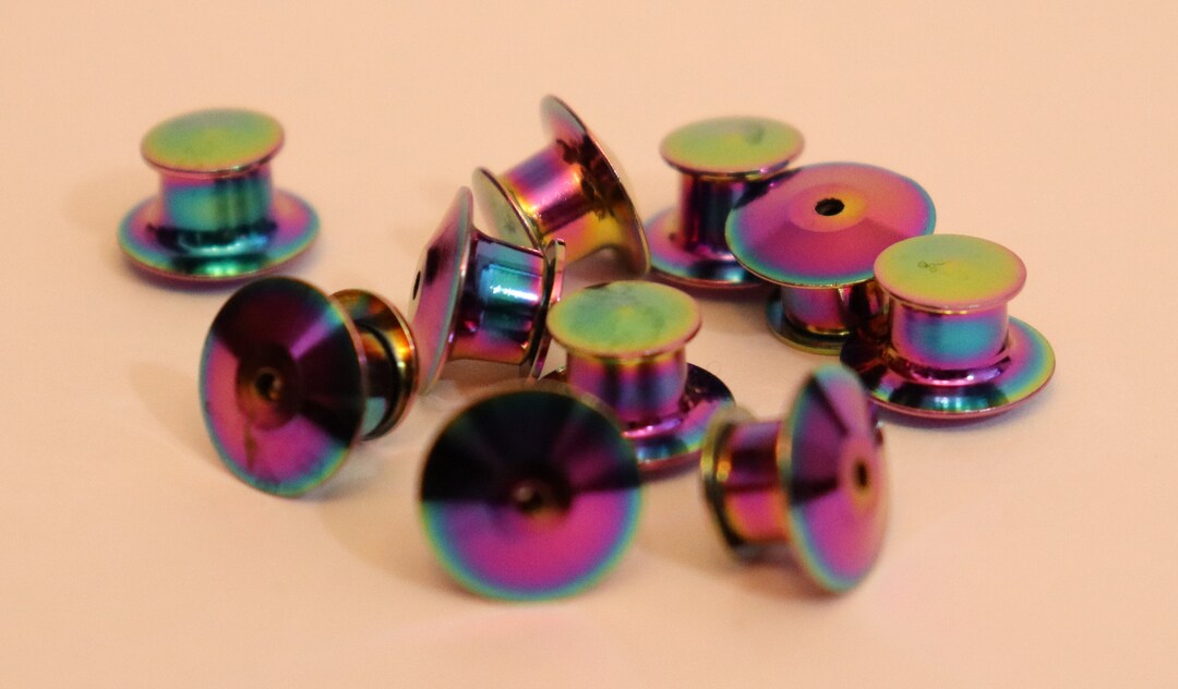 Rainbow Anodized Locking Pin Backs Clutches - Etsy
