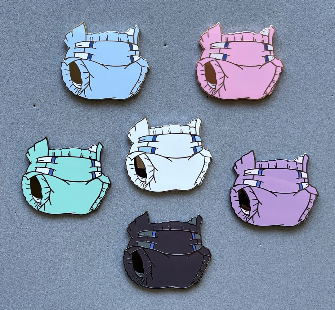 ABDL Diaper Pin 2-tapes #066 | White/pink/blue/black/pp-form | Agere ...