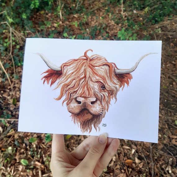 Highland Cow Print Scotland Art Print Cute Wall Art Cheeky | Etsy