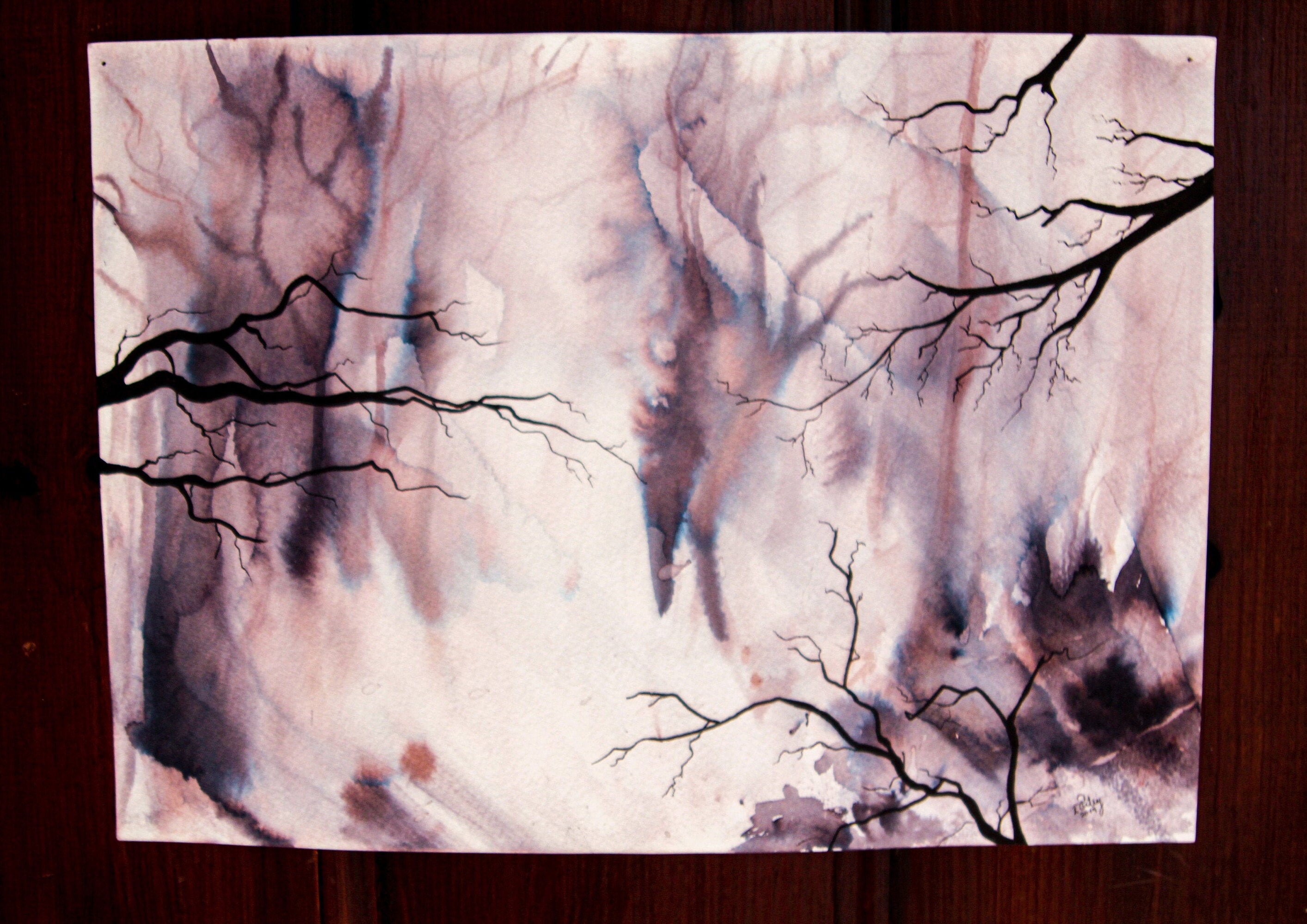 A4 Original Fine Art Ink Painting Impressionistic Forest - Etsy UK