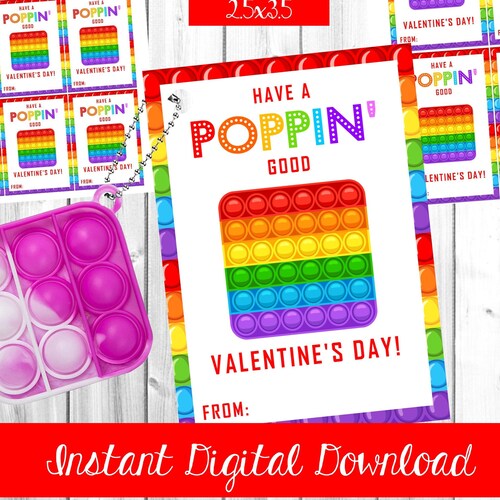 Pop It Valentine Card / Classroom Valentines / DIGITAL - Etsy