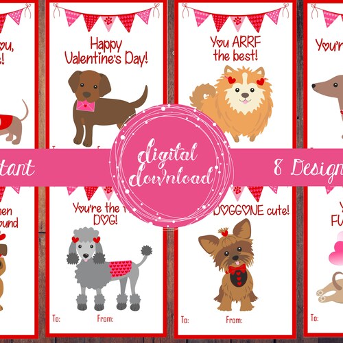 18 Instant Download Puppy Printable Valentine's Day Cards - Etsy