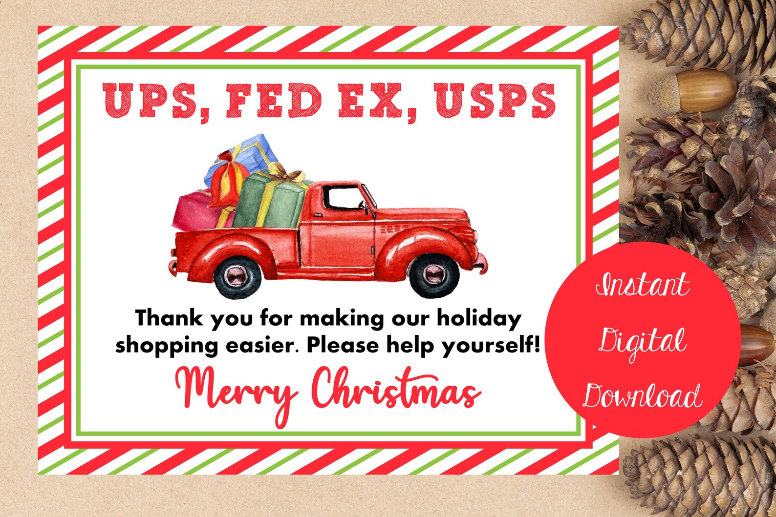 UPS Fed Ex USPS Delivery Driver Thank You Sign Christmas - Etsy