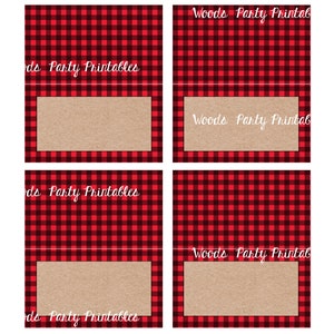 Plain Lumberjack Buffalo Check Plaid Food Tent, Place Cards, Thanks ...