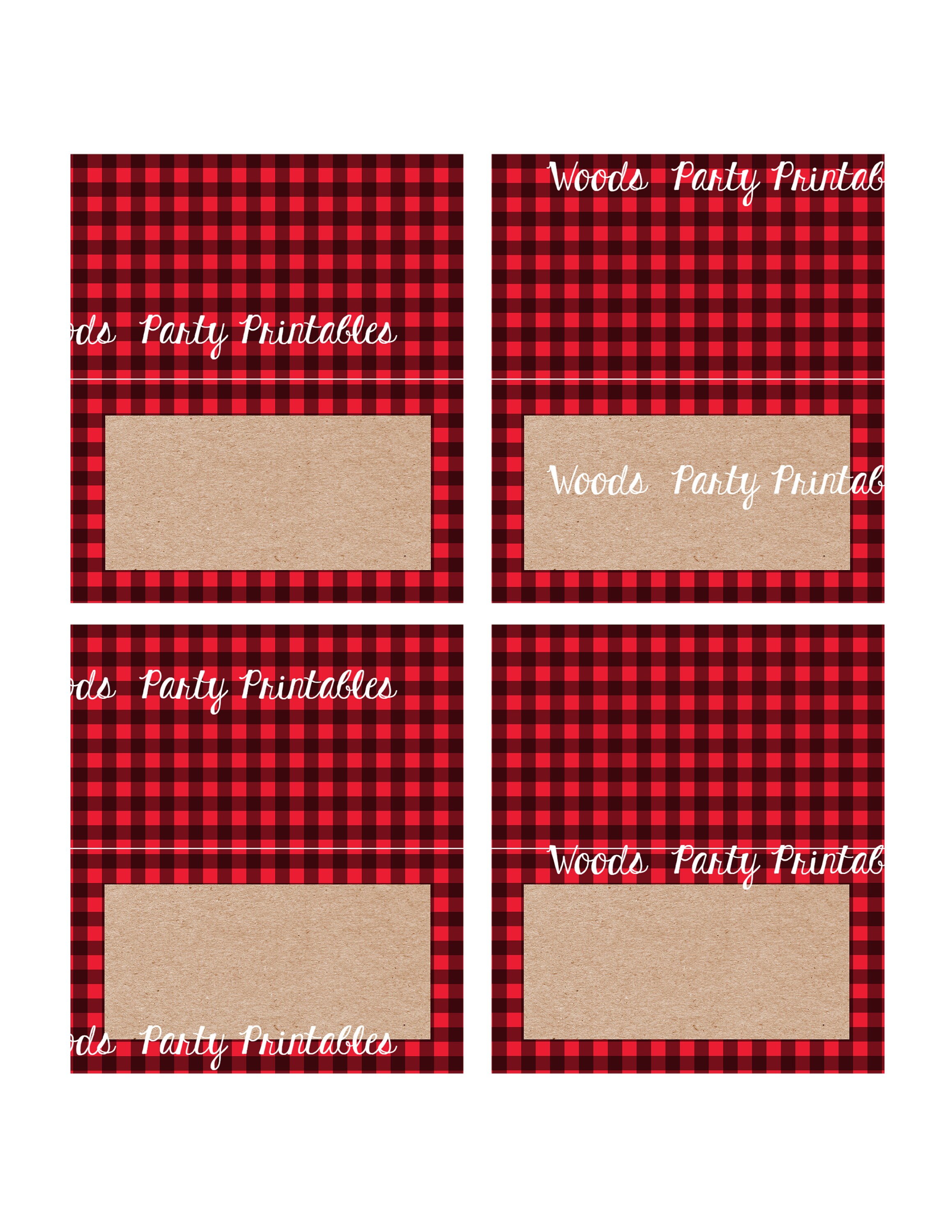 Plain Lumberjack Buffalo Check Plaid Food Tent Place Cards | Etsy