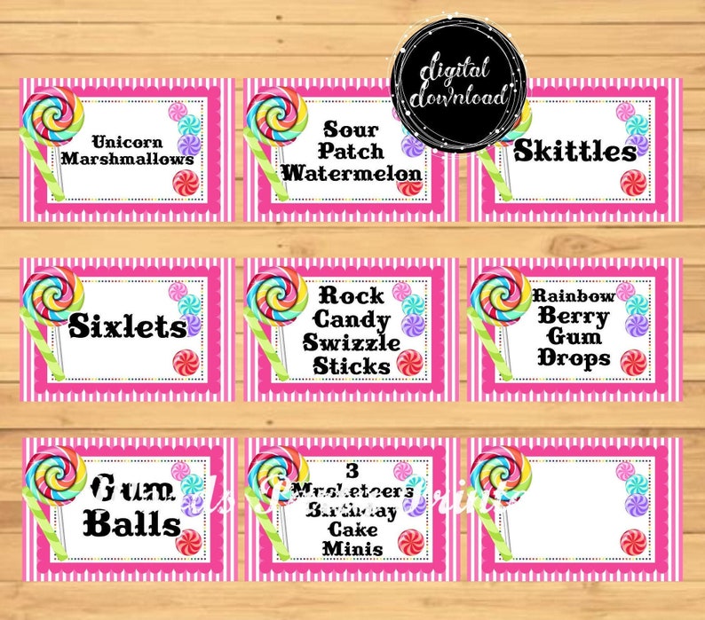 Personalized Candy Party Theme Buffet Signs Food Tents - Etsy