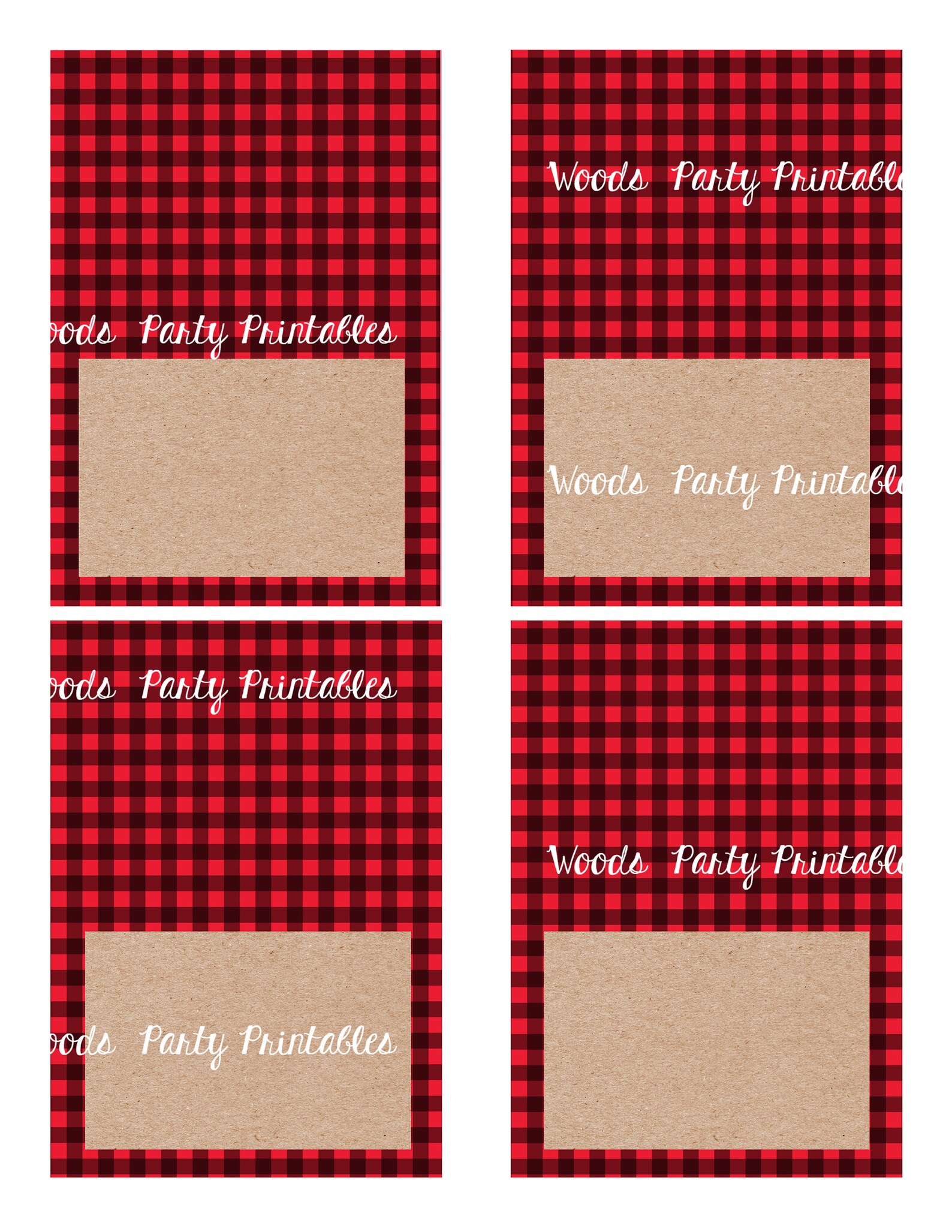 Plain Lumberjack Buffalo Check Plaid Food Tent Place Cards | Etsy