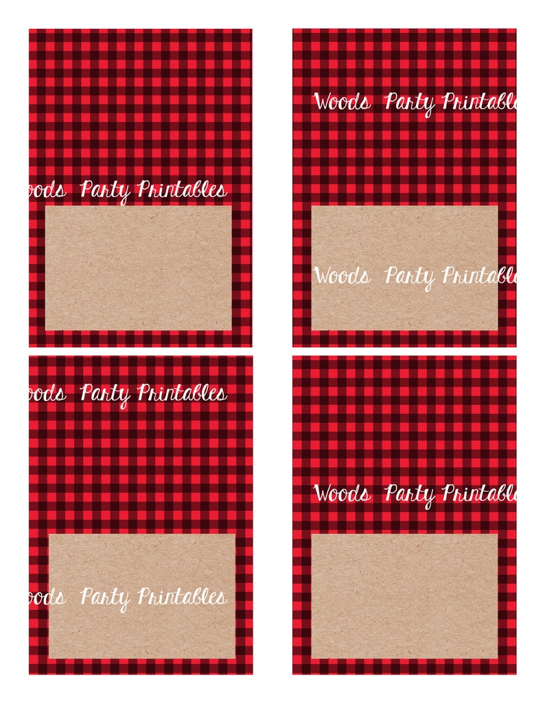 Plain Lumberjack Buffalo Check Plaid Food Tent Place Cards - Etsy