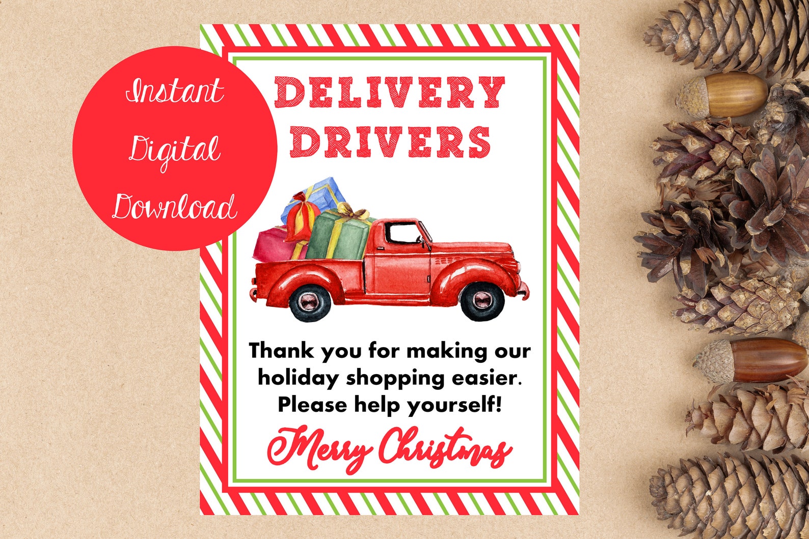 Red Truck Delivery Driver Thank You Sign Christmas Gifts - Etsy