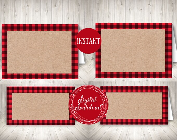 Plain Lumberjack Buffalo Check Plaid Food Tent, Place Cards, Thanks ...