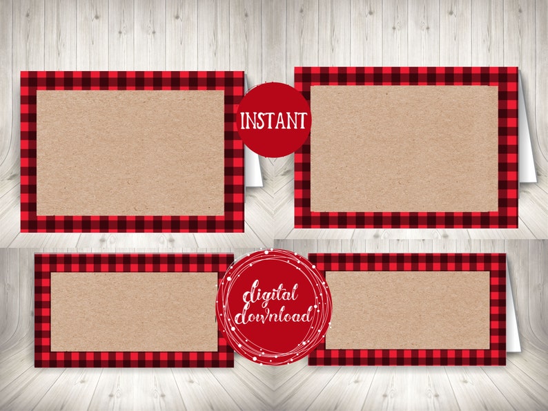 Plain Lumberjack Buffalo Check Plaid Food Tent Place Cards - Etsy