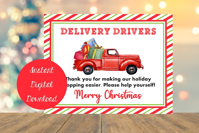 Delivery Driver Thank You Sign, Christmas Package Delivery Sign ...