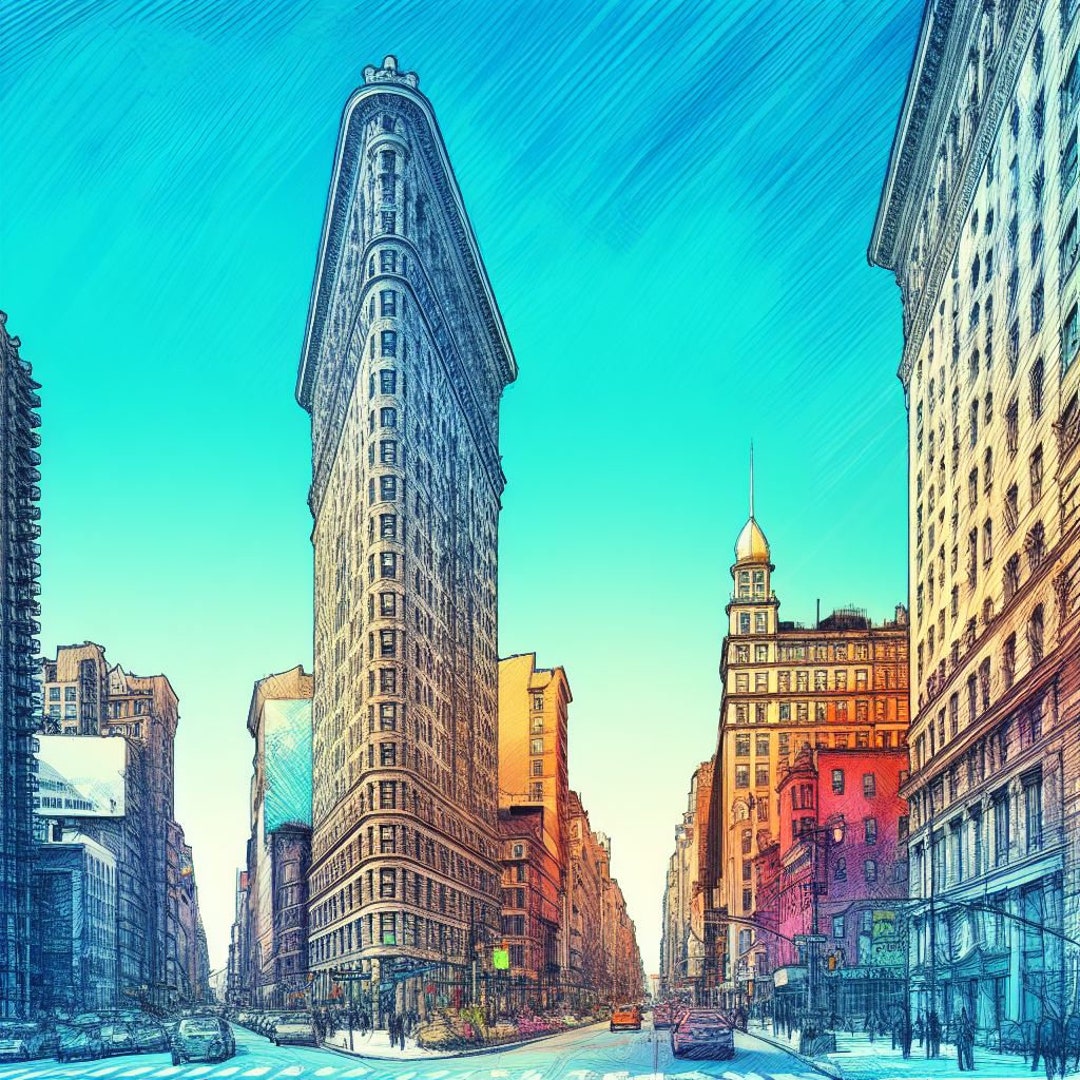 Flatiron Building Sketch - NYC Architectural Art Print - Etsy