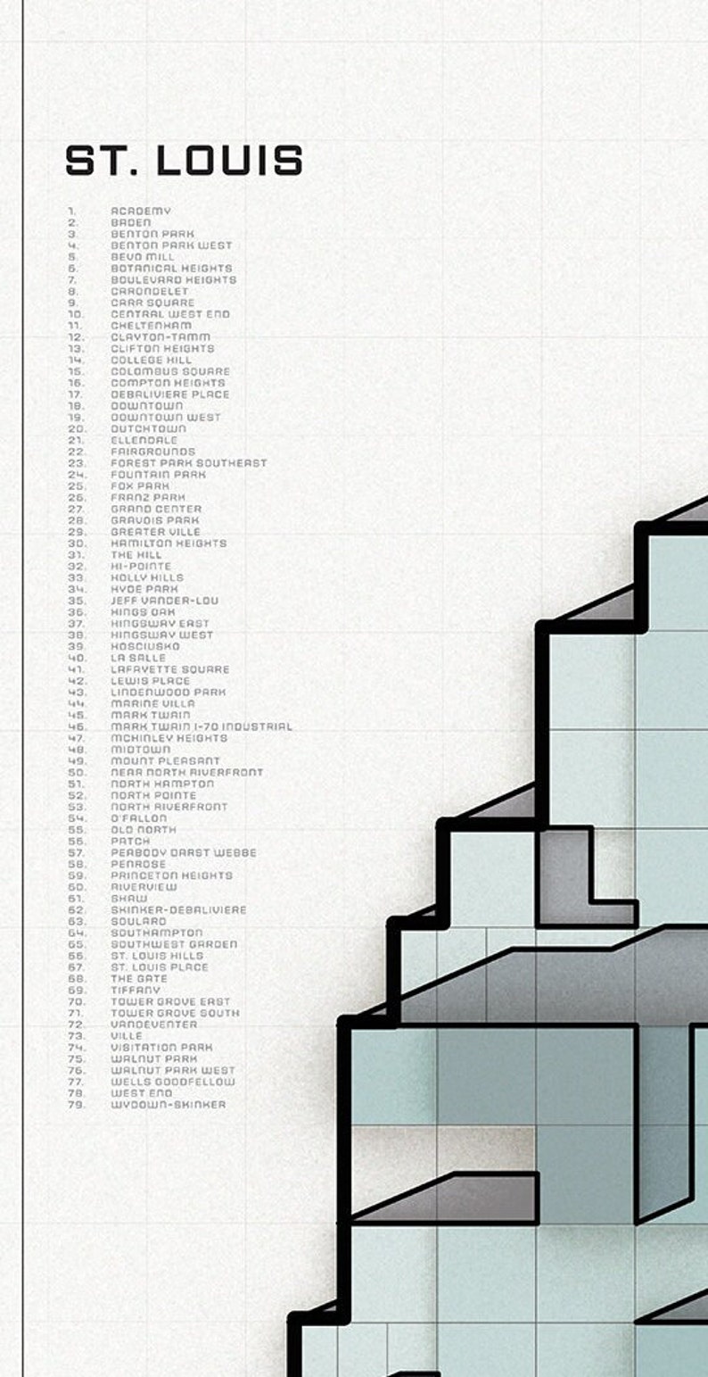 St. Louis Density Cartogram, Abstract Population Map, Digital Prints ...