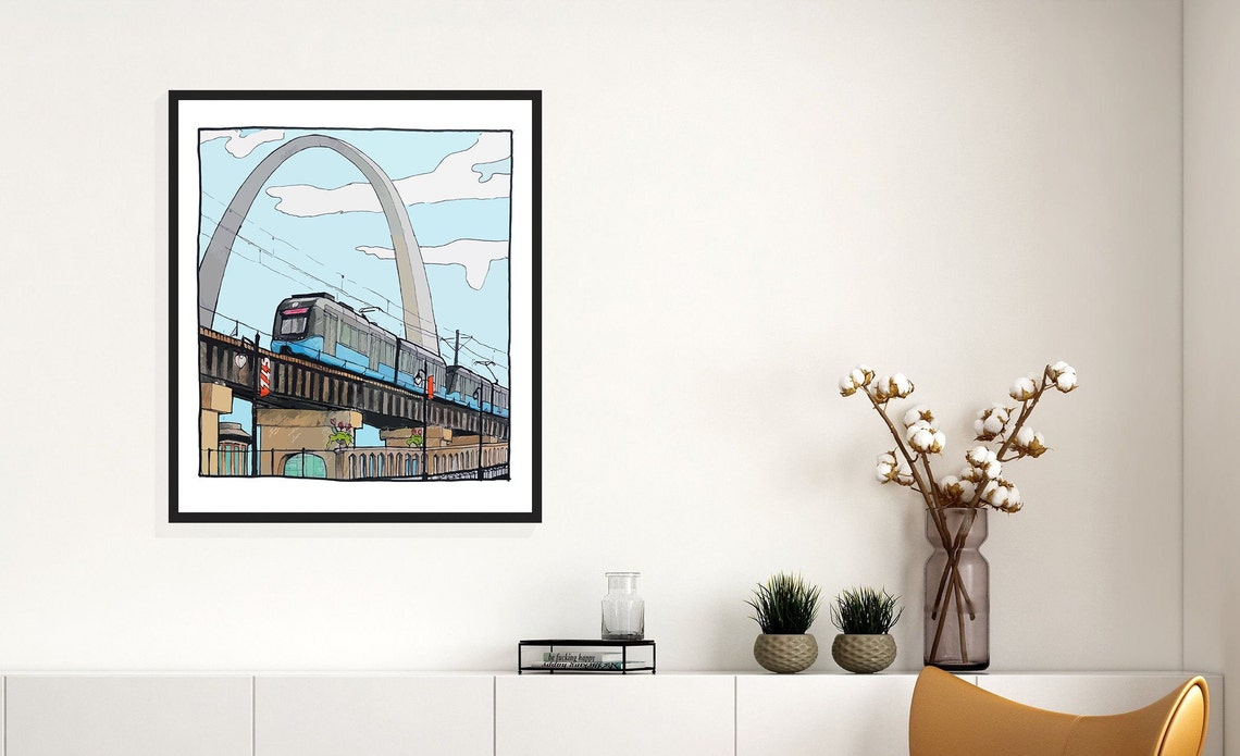 St. Louis Arch Drawing, Metro Transit Poster, Eads Bridge St. Louis, St ...