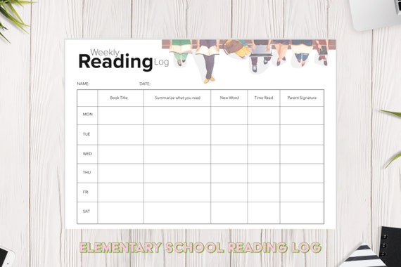 Elementary School Reading Log | Etsy