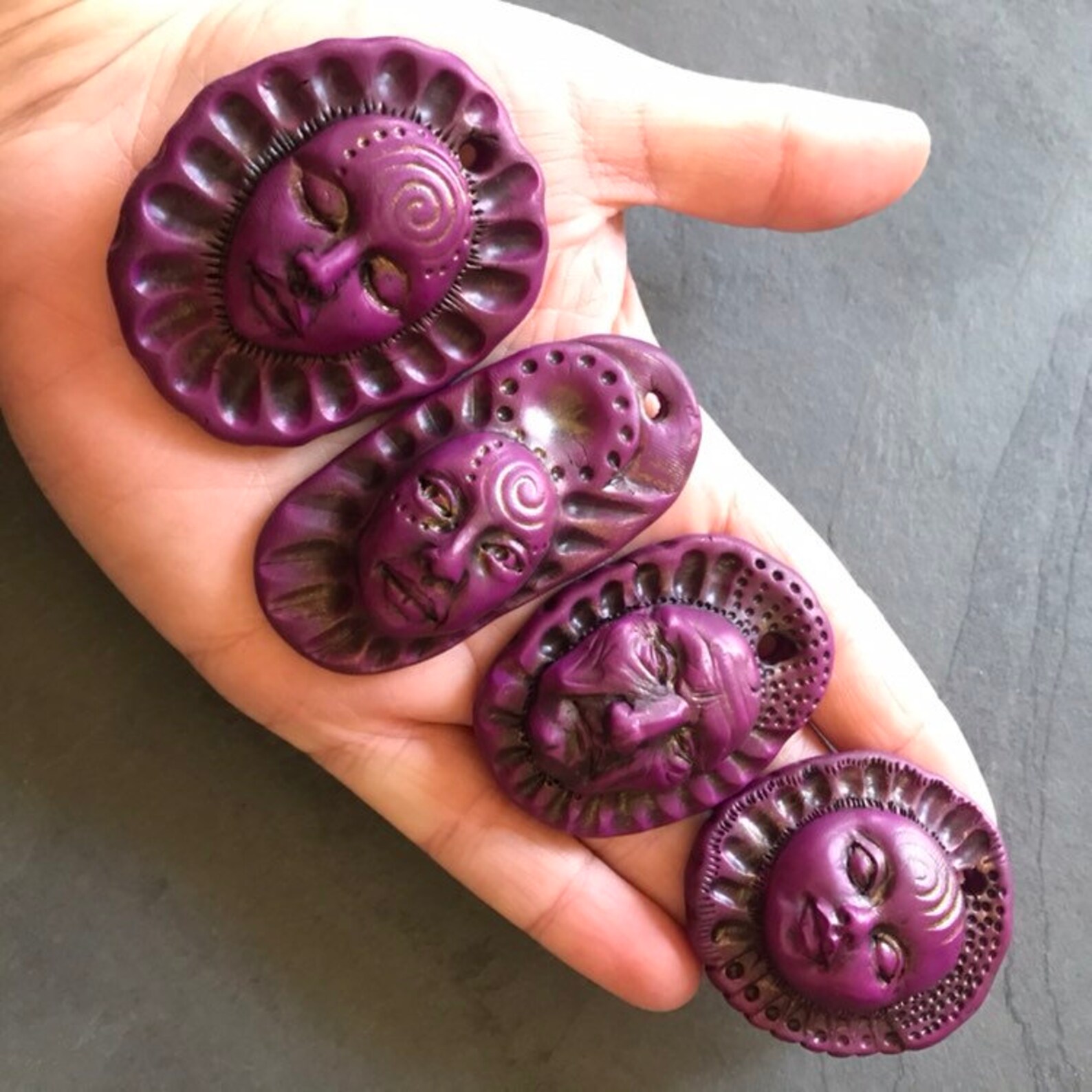 Purple Spirit Doll Face Cabochon Spirit Face Pendant | Etsy