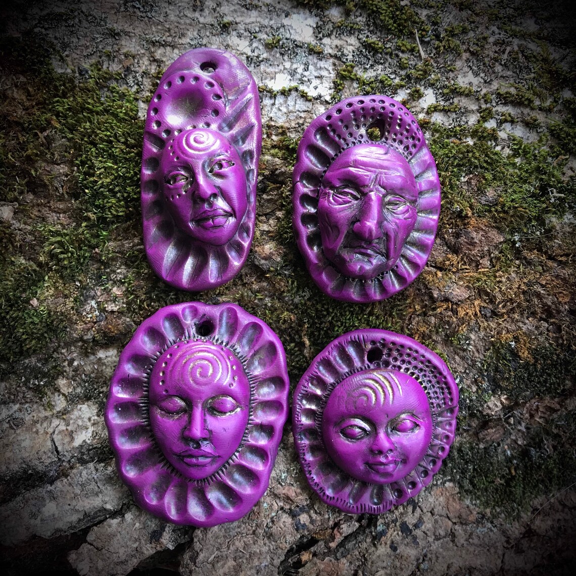 Purple Spirit Doll Face Cabochon Spirit Face Pendant | Etsy