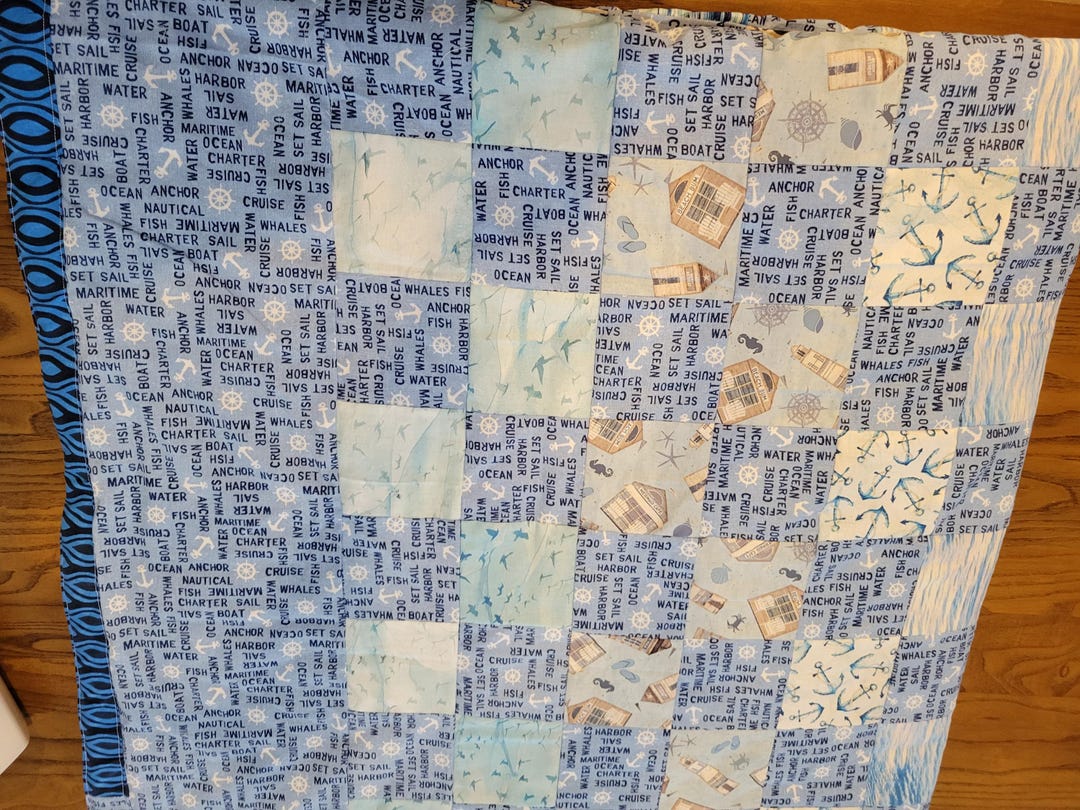 Ocean Wave Patchwork Quilt, Batted, 63x63 - Etsy