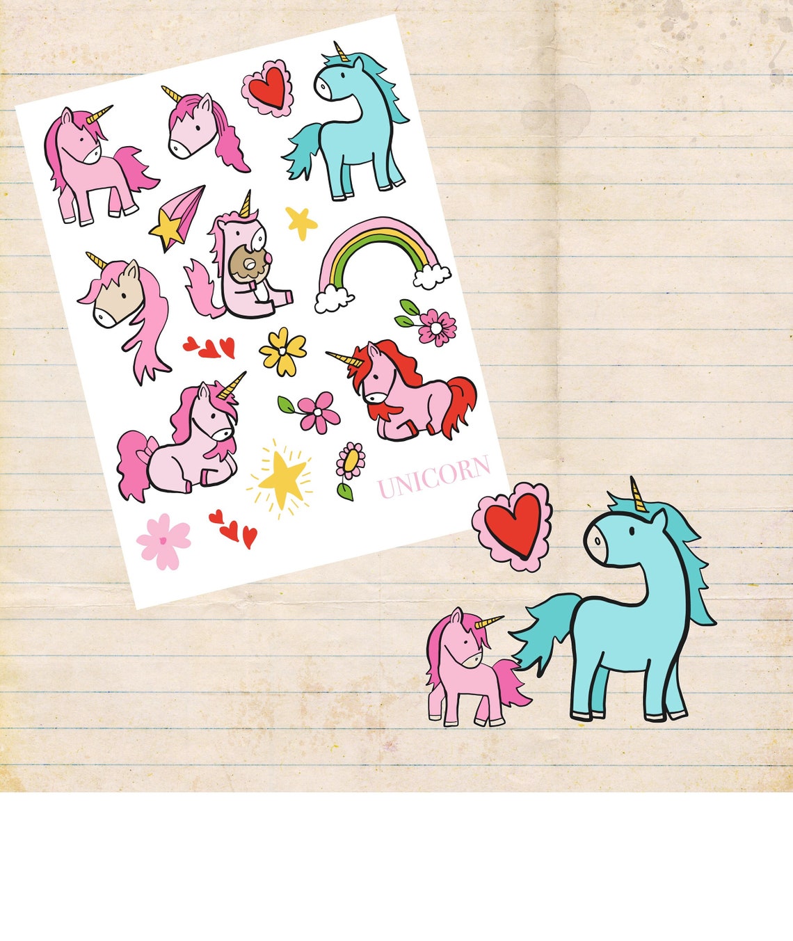 Sticker Sheet A4 Unicorn Paper Sticker Sticker - Etsy UK
