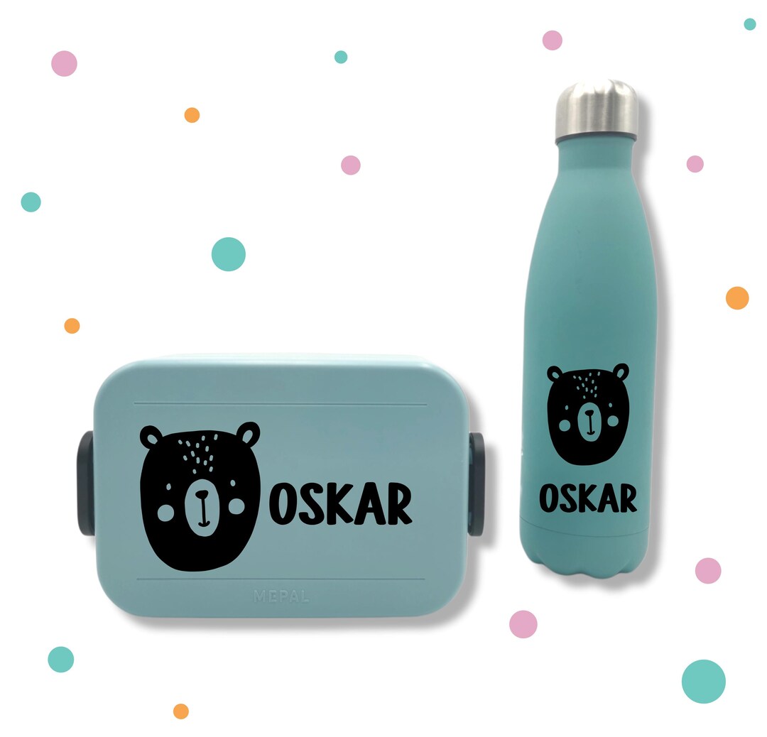 Name Sticker for Lunch Box & Drinking Bottle - With Bear Head Motif ...