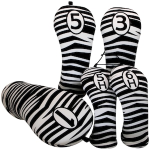 Women's Zebra Print-golf Club Headcovers W/ Corresponding Number for ...
