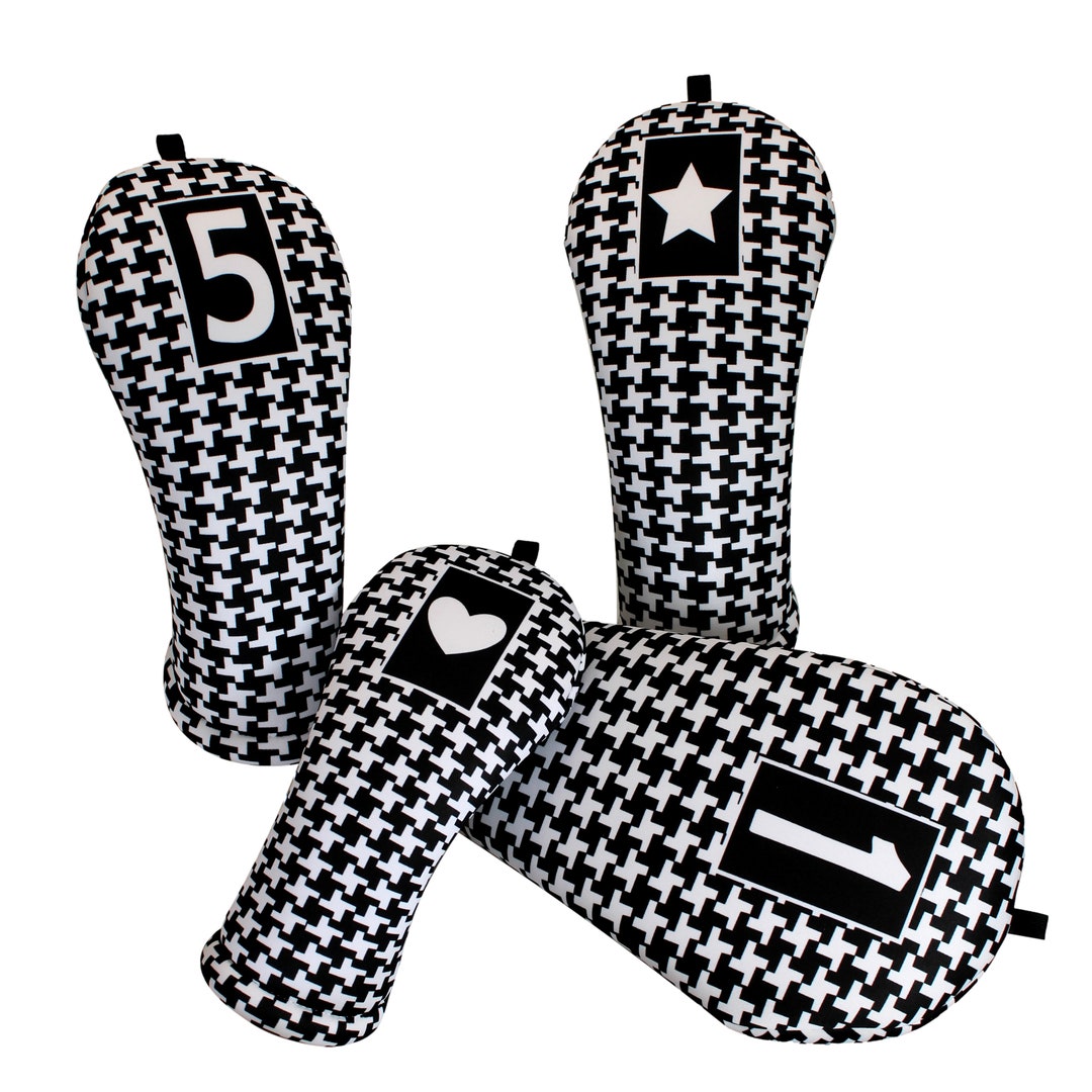 Premium Black and White Houndstooth Golf Club Head Cover for Men or ...
