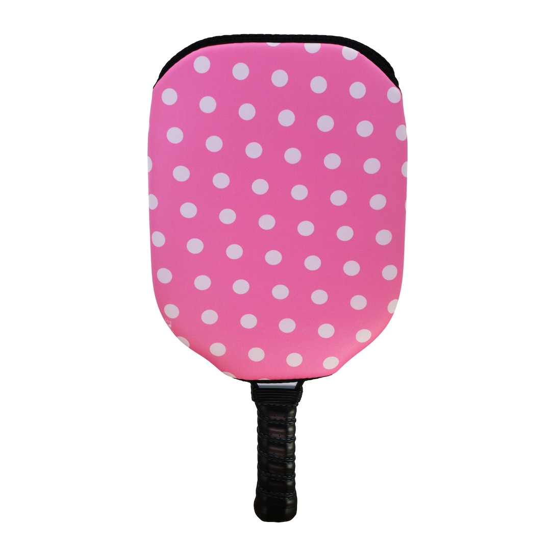 Baby Pink W/ White Dots: Premium Slip-on Pickleball Paddle Cover ...
