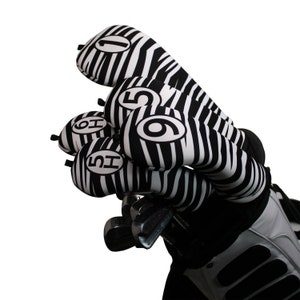 Women's Zebra Print-golf Club Headcovers W/ Corresponding Number for ...