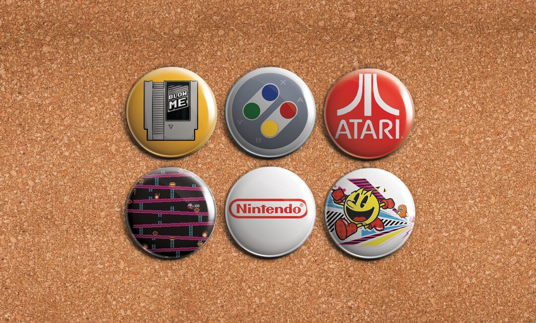 80s Video Games 1.75" Button or Magnet Set - Pinback - Nostalgia (pac ...