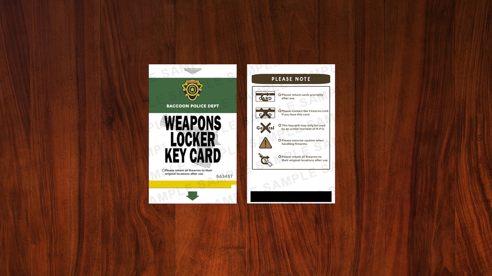 Resident Evil Weapons Locker Key Card - Raccoon City Police Department ...
