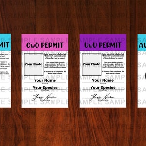 Awoo, Owo, or Uwu Permit Card - Custom Personalized ID Badge ...