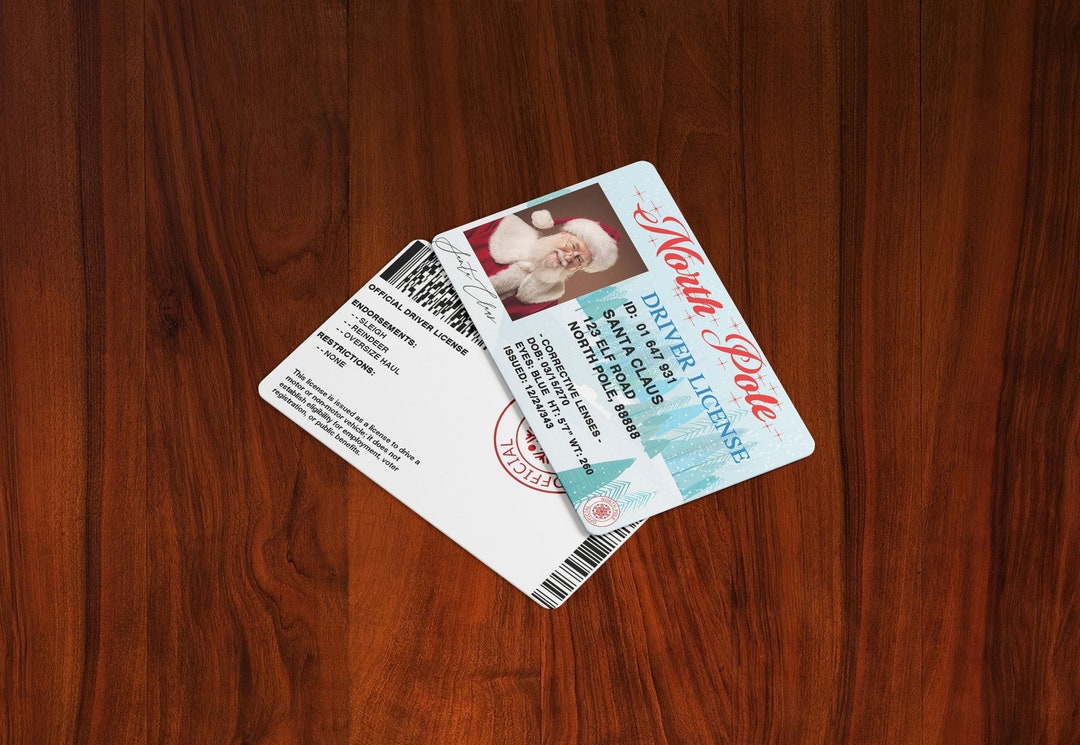 Santa Claus Driver License Christmas ID Card permit, Badge, Prop ...