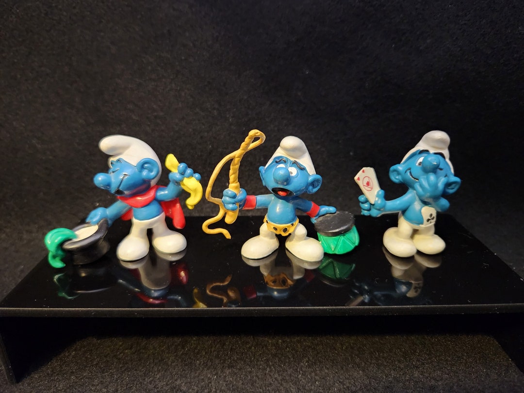 3 Entertainer Smurfs magician, Circus Smurf Village Figurines 20056 ...