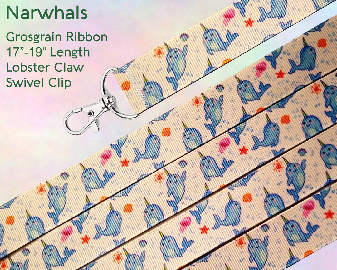 Narwhal Lanyard Clip - Lobster Claw Swivel Clasp - Underwater Ocean ...