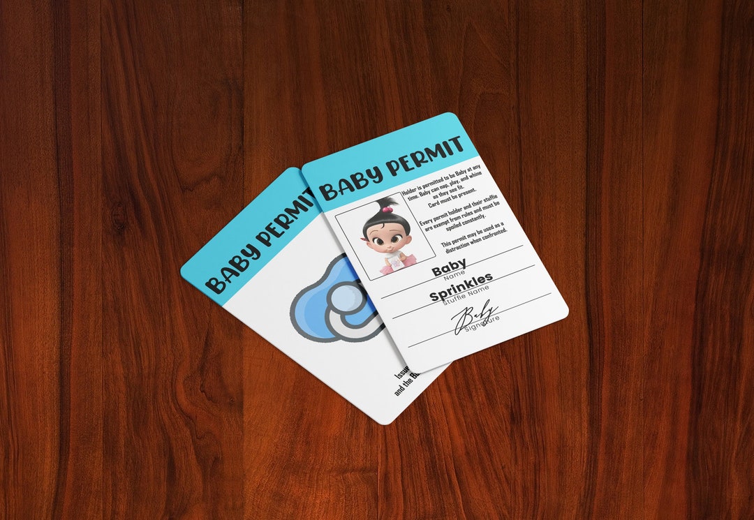 Baby Permit Card - Custom Personalized ID Badge - - Customized Text ...