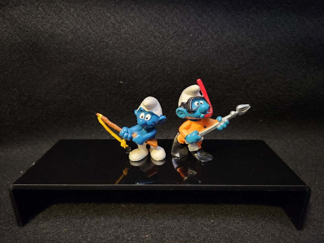 2 Fishing Smurfs frogman W/ Spear Smurf Village Figurines 20120 & 20101 ...