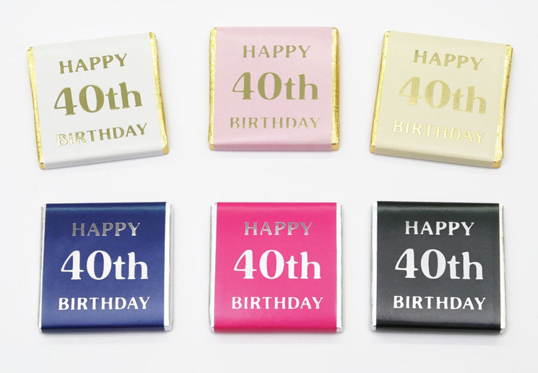 50pcs happy 40th Birthday Mini Chocolate Neapolitans, Party Favours ...