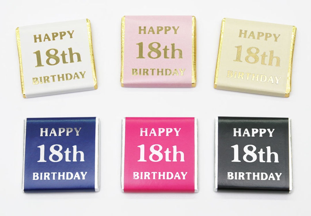 50pcs "happy 18th Birthday" Mini Chocolate Neapolitans, Party Favours ...