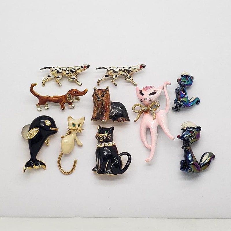 Vintage Brooch Lot Animals - Etsy