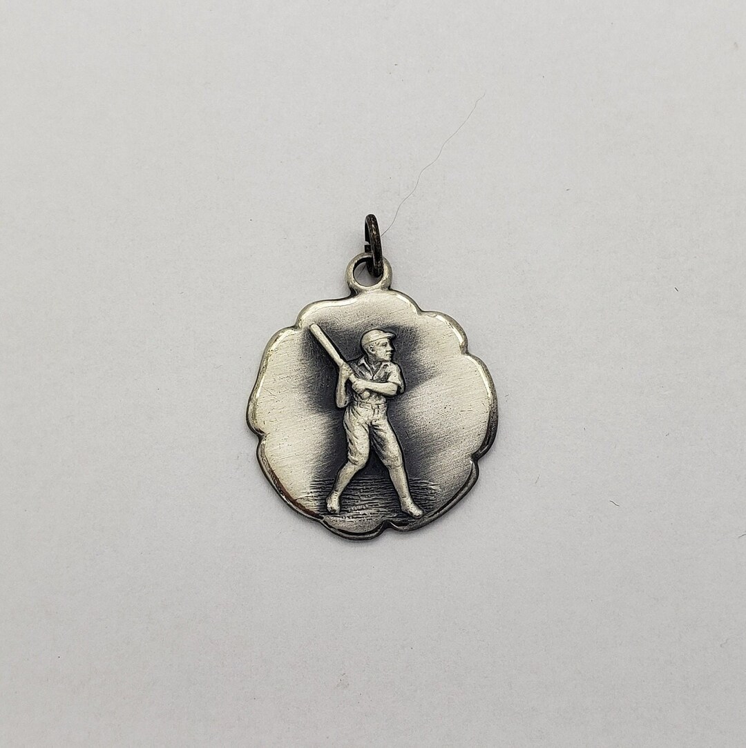 Vintage JM Fisher Solid Sterling Silver Baseball Charm Pendant With ...