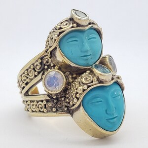 Vintage SAJEN Carved Bali Goddess Face Gold Vermeil Solid Sterling ...