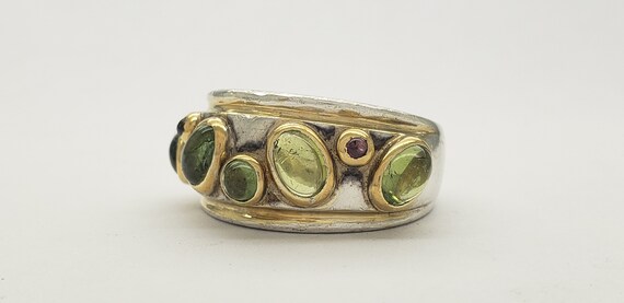 Vintage Solid Sterling Silver w/Gold Vermeil Setting … - Gem