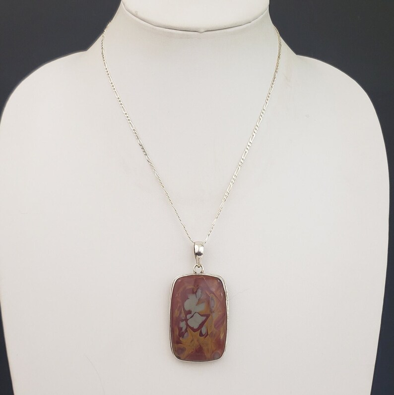 Vintage Large Rectangle Jasper Solid Sterling Silver Pendant 2-9/16 ...