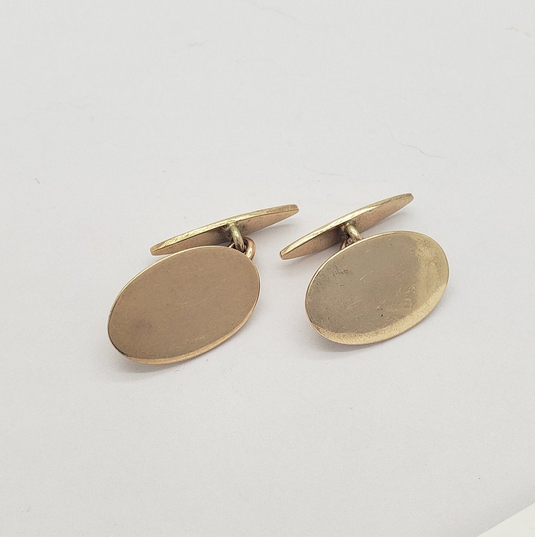 Antique Vintage 9K Solid Gold Oval Disc Cuff Links - Etsy