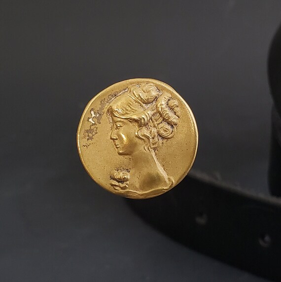 Antique Gold-Tone Repousse Victorian Lady Hatpin 7-1/… - Gem