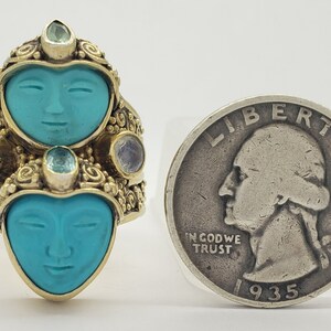 Vintage SAJEN Carved Bali Goddess Face Gold Vermeil Solid Sterling ...