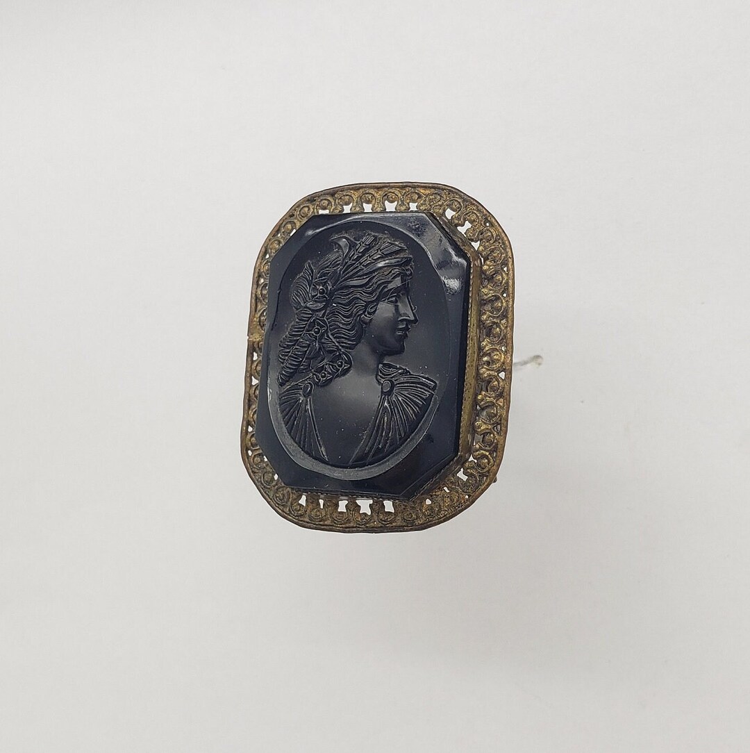Antique Victorian Era Carved Black Thermo-plastic Classical Intaglio ...