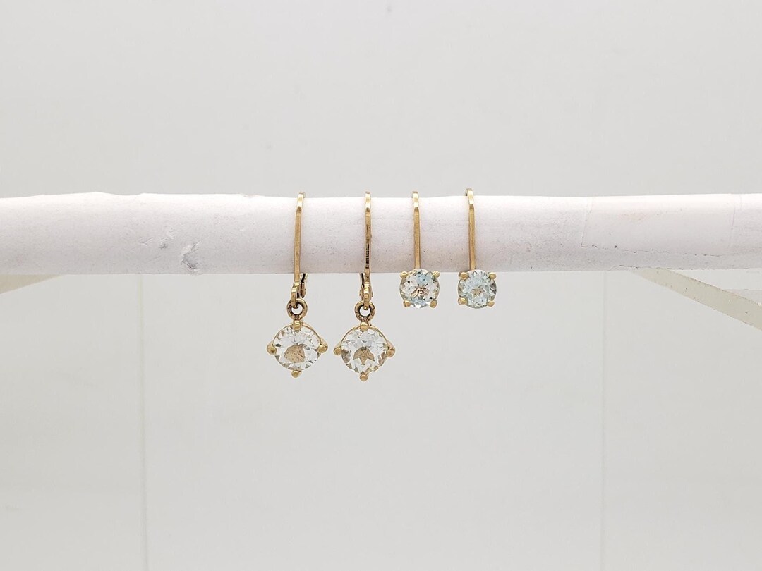 Vintage ROBERT SEEMAN Genuine White Topaz Dangle Gold Vermeil Solid ...
