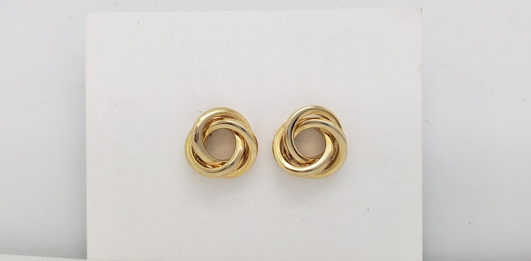 Vintage CARLA 14K Solid Gold Twisted Knot Stud Post Earrings 7/16 Wide ...